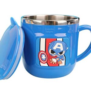 Everyday Delights Marvel Captain America Stainless Steel Insulated Cup with Lid, 260ml Blue