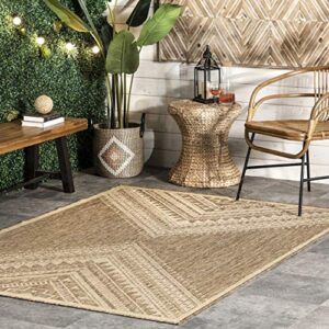 nuloom landry aztec indoor/outdoor area rug, 5' x 8', beige