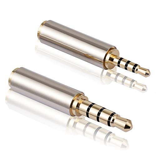 MIUONO 2.5mm to 3.5mm Adapter and 3.5mm to 2.5mm Adapter, Gold Plated Jack Stereo Full Metal Connector Converter for Smartphones, Headphone, Mic, Tablets Support MIC Function