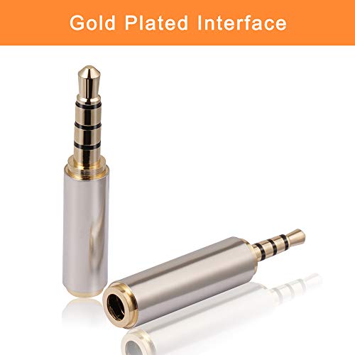 MIUONO 2.5mm to 3.5mm Adapter and 3.5mm to 2.5mm Adapter, Gold Plated Jack Stereo Full Metal Connector Converter for Smartphones, Headphone, Mic, Tablets Support MIC Function