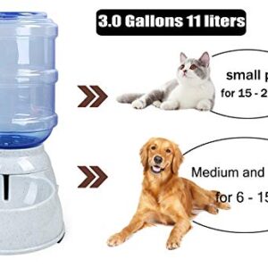 Blessed family Pet Gravity Water Dispenser Large 3 Gallon 11 Liters-Thickened Durable, Dog Cat Water Bowl Dispenser Large, Automatic Replenish Pet Waterer Dispenser Station