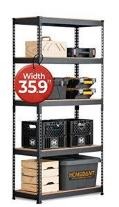 homedant 5-tier laminated metal shelving unit adjustable garage storage utility rack heavy duty shelves organization multipurpose shelf warehouse basement pantry shed 35.9" w x 16.2" d x 71.3" h 1pack