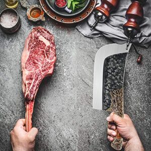 Purple Dragon Meat Cleaver Knife Heavy Duty Butcher Knife Hand Forged Professional Bone Chopper outdoor Knife High Carbon Steel Sharp for Home or Restaurant with Gift Box