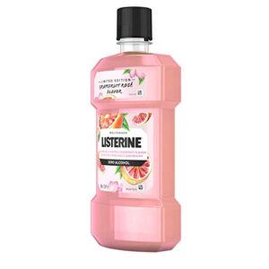 Listerine Zero Alcohol Mouthwash, Oral Rinse Kills up to 99% of Bad Breath Germs, Limited Edition Grapefruit Rose Flavor, 500 mL