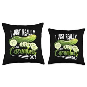 Gifts for Cucumber Lovers I Just Really Like Cucumbers Throw Pillow, 16x16, Multicolor