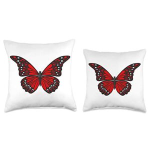 Red Butterfly White Background Throw Pillow, 16x16, Multicolor