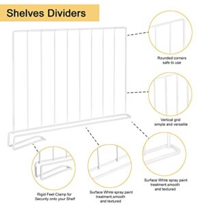 SEHERTIWY Shelf Dividers, 12 Pack Metal Closets Shelves Organizer, Wood Shelf Divider for Clothes, Book and Bedroom Organization