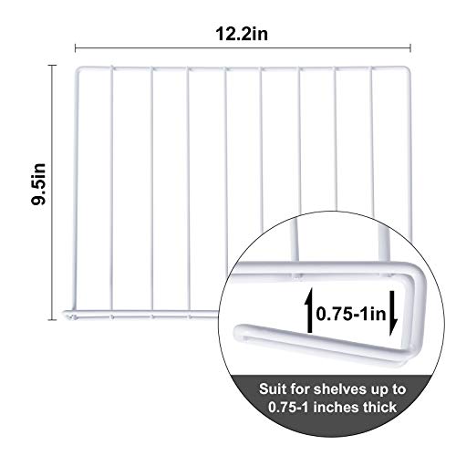 SEHERTIWY Shelf Dividers, 12 Pack Metal Closets Shelves Organizer, Wood Shelf Divider for Clothes, Book and Bedroom Organization