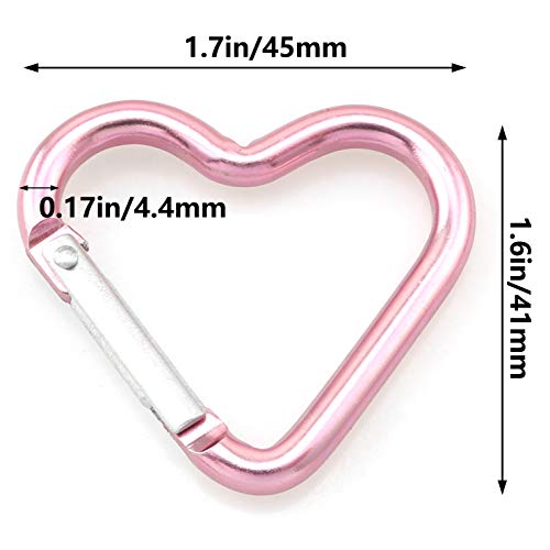 Lind Kitchen 10pcs Heart-shaped Aluminum Snap Hook Clip Key Holder, Keychain Clip (Light Pink)