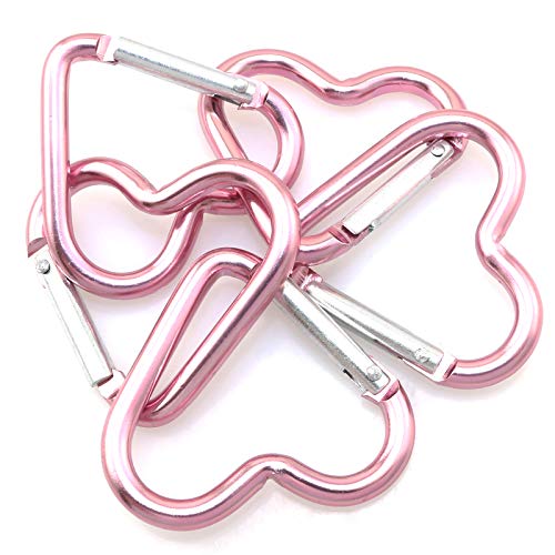 Lind Kitchen 10pcs Heart-shaped Aluminum Snap Hook Clip Key Holder, Keychain Clip (Light Pink)