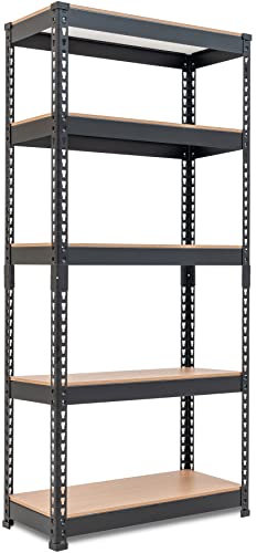 HOMEDANT 5-Tier Laminated Metal Shelving Unit Adjustable Garage Storage Utility Rack Heavy Duty Shelves Organization Multipurpose Shelf Warehouse Basement Shed Pantry 28" W x 12.3" D x 59.5" H 1Pack