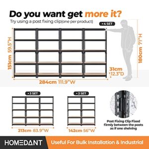 HOMEDANT 5-Tier Laminated Metal Shelving Unit Adjustable Garage Storage Utility Rack Heavy Duty Shelves Organization Multipurpose Shelf Warehouse Basement Shed Pantry 28" W x 12.3" D x 59.5" H 1Pack