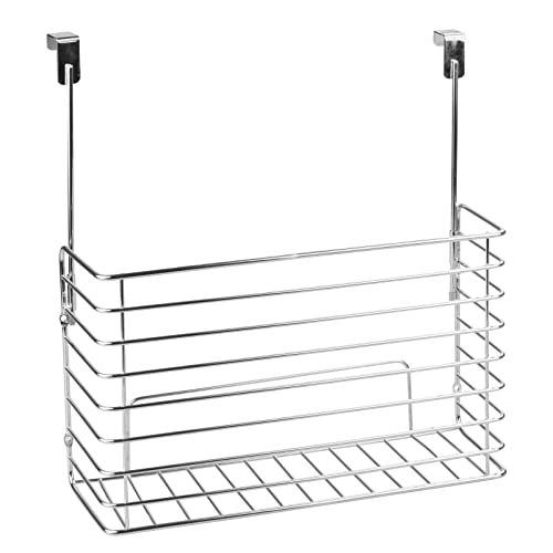 mDesign Metal Wire Kitchen Bakeware Organizer Basket - Hang Over Cabinet Door - Storage for Baking Sheets, Cupcake Tins, Cutting Boards, Foil, or Plastic Wrap - Concerto Collection - Chrome