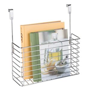 mDesign Metal Wire Kitchen Bakeware Organizer Basket - Hang Over Cabinet Door - Storage for Baking Sheets, Cupcake Tins, Cutting Boards, Foil, or Plastic Wrap - Concerto Collection - Chrome