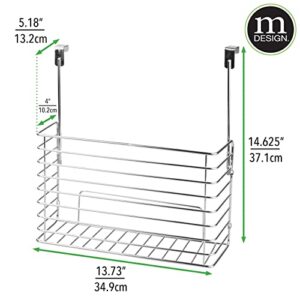 mDesign Metal Wire Kitchen Bakeware Organizer Basket - Hang Over Cabinet Door - Storage for Baking Sheets, Cupcake Tins, Cutting Boards, Foil, or Plastic Wrap - Concerto Collection - Chrome