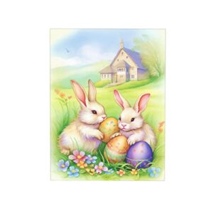 Ouqiuwa Vintage Easter Bunnies Eggs Soft Throw Blanket Soft Lightweight Durable Flannel Fleece Blanket 50"X40" for Bed Sofa Couch Camping Travel