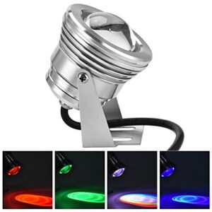 Omabeta 12V 10W RGB Waterproof Aquarium LED Spotlight Lamp Submersible Spotlight Led Light Underwater Spotlight Night Light Lamp for Fish Tank Pool Garden Underwater Black 7.5x9.3 cm(Silver)