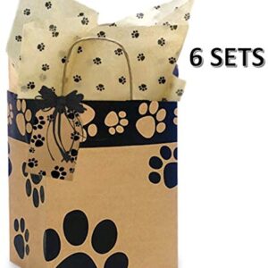 Gift Bags with Matching Tissue Paper and Gift Tags 6 Sets (PET PAWS)