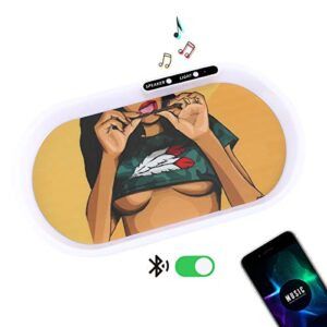 hokirin bluetooth speaker glow tray,led rolling light up tray with fun pattern,switchable 7 colors of lights,rechargeable illuminated glow up tray,hot girl,size 13.8”x7.9”