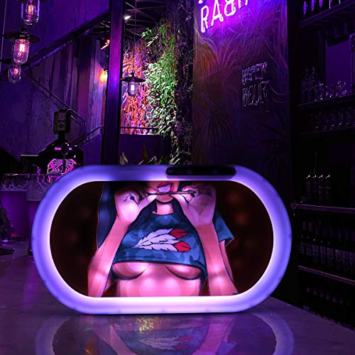 HOKirin Bluetooth Speaker Glow Tray,Led Rolling Light up Tray with Fun Pattern,Switchable 7 Colors of Lights,Rechargeable Illuminated Glow up Tray,Hot Girl,Size 13.8”x7.9”