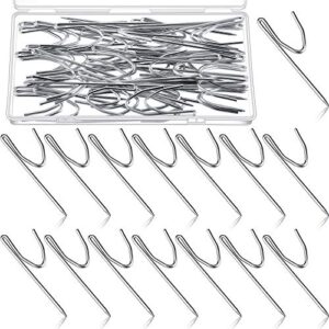 metal curtain hooks long drapery hook pins 7cm by 1.8cm stainless steel pin on hooks with clear box for window curtain, door curtain and shower curtain, silver (50 pieces)