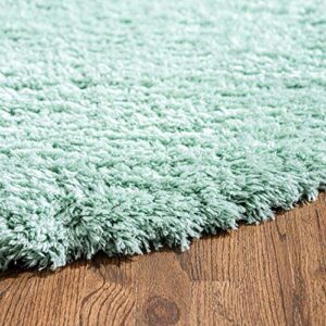 Rugs.com Infinity Collection Solid Shag Area Rug 5 Ft Round Cyan Shag Rug Perfect for Kitchens, Dining Rooms