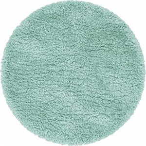 Rugs.com Infinity Collection Solid Shag Area Rug 5 Ft Round Cyan Shag Rug Perfect for Kitchens, Dining Rooms