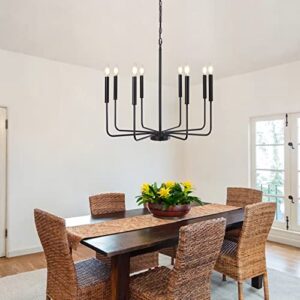 mrhyswd matte black chandelier 8 light modern farmhouse chandelier industrial pendant light fixtures ceiling hanging candle chandeliers for dining room chandelier over table kitchen living room foyer