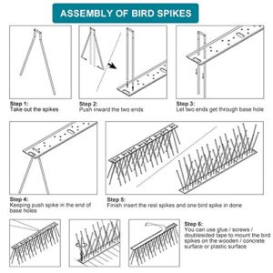 aushucu Bird Spikes Cover 11Feet Stainless Steel Pigeons Spikes Small Bird Repellent Spikes for Roof Fence Window Mailbox(11Feet)