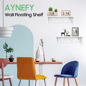 AYNEFY Floating Wall Shelves, Wall-Mounted Pierced Carved Display Holder 13inch Storage Shelves for Home Office Living Room Bedroom Bathroom White