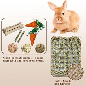 Tfwadmx Rabbit Activity Mat Bunny Chew Toy for Teeth Grinding Small Animal Seagrass Activity Zone Seagrass Mat Play Ball Carrot Toys for Hamster,Chinchilla,Guinea Pig or Other Rodent Pets