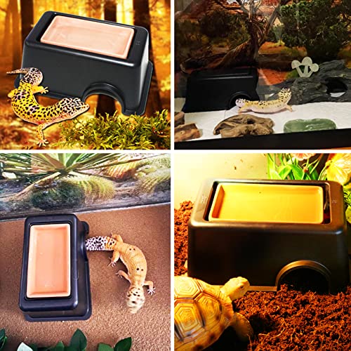 Hamiledyi Reptile Hide Box Gecko Hideout Cave with Sink Humidifier Lizards Hideaway Hut Flexible Leaves Pet Habitat Decor for Snakes Leopard Spiders Turtles Amphibians