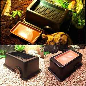 Hamiledyi Reptile Hide Box Gecko Hideout Cave with Sink Humidifier Lizards Hideaway Hut Flexible Leaves Pet Habitat Decor for Snakes Leopard Spiders Turtles Amphibians