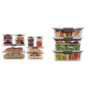 rubbermaid brilliance storage 24-piece plastic lids, leak proof food container & leak-proof brilliance food storage 12-piece plastic containers with lids, clear