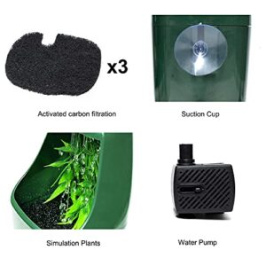 Giangarden Reptile Water Dispenser Automatic System Circulation Chameleon Drinking Fountain Water Dripper for Lizard, Snake, Gecko, Tortoise, Bearded Dragon with 3 Replaceable Carbon Pads(800ml/27oz)