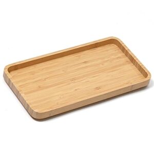 bamboo tray 12 x 6 x 1 in, bathroom counter tray, vanity tray for dresser tops - tray for bathroom home kitchen serving decorating organizing