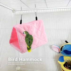 Parrots Hammock, Soft Plush Hanging Swing Nest Hanging Swing Net Bird Cage Hammock Sleeper for Parakeets Conures Cockatiels(Pink M)