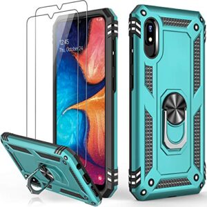 ikazz galaxy a10e case with screen protector,military grade shockproof cover pass 16ft drop test with magnetic kickstand car mount holder protective phone case for samsung galaxy a10e turquoise