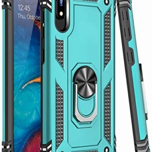 IKAZZ Galaxy A10e Case with Screen Protector,Military Grade Shockproof Cover Pass 16ft Drop Test with Magnetic Kickstand Car Mount Holder Protective Phone Case for Samsung Galaxy A10e Turquoise