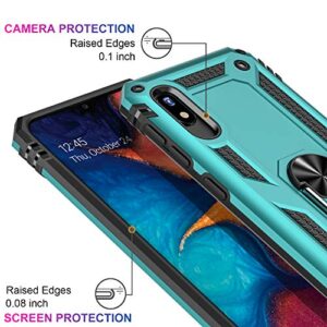 IKAZZ Galaxy A10e Case with Screen Protector,Military Grade Shockproof Cover Pass 16ft Drop Test with Magnetic Kickstand Car Mount Holder Protective Phone Case for Samsung Galaxy A10e Turquoise