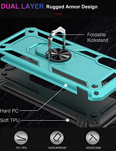 IKAZZ Galaxy A10e Case with Screen Protector,Military Grade Shockproof Cover Pass 16ft Drop Test with Magnetic Kickstand Car Mount Holder Protective Phone Case for Samsung Galaxy A10e Turquoise