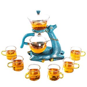 fkjyuf automatic tea set automatic tea maker heat-resistant glass kung fu tea set deer tea set accompanied by a deer teapot coffee juice cup cup tea set、tea sets for women、tea sets, black-mstz-m-001