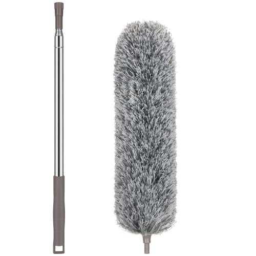 NileHome Microfiber Duster with Extension Pole, (30-100 inch) Dusters for Cleaning with Washable and Bendable Head Ceiling Fan Duster for High Ceilings, Furniture,Cobweb