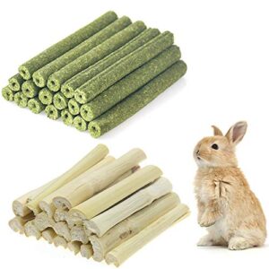 chngeary 150g small animals chew toys molar sticks,timothy hay sticks sweet bamboo 2types combined for rabbit chinchilla guinea pigs squirrel hamster