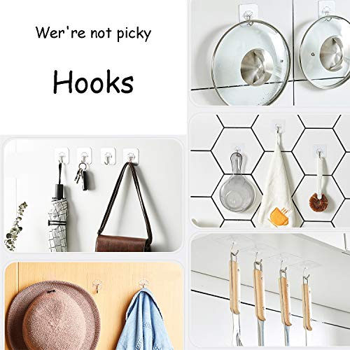 Adhesive Wall Hooks（22 lb MAX）Heavy Duty Wall Hangers Without Nails 180 Degree Rotating Seamless Scratch Hooks for Hanging Bathroom Kitchen Office Door Home Improvement Sticky Hooks - 20 Pack