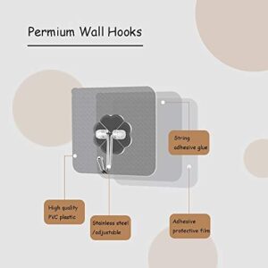 Adhesive Wall Hooks（22 lb MAX）Heavy Duty Wall Hangers Without Nails 180 Degree Rotating Seamless Scratch Hooks for Hanging Bathroom Kitchen Office Door Home Improvement Sticky Hooks - 20 Pack