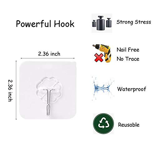 Adhesive Wall Hooks（22 lb MAX）Heavy Duty Wall Hangers Without Nails 180 Degree Rotating Seamless Scratch Hooks for Hanging Bathroom Kitchen Office Door Home Improvement Sticky Hooks - 20 Pack