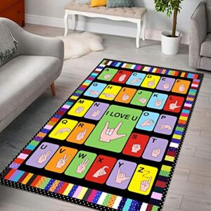 Sign Language Premium Rug Area Rug for Living Dinning Room Bedroom Kitchen, Nursery Rug Floor Carpet Yoga Mat