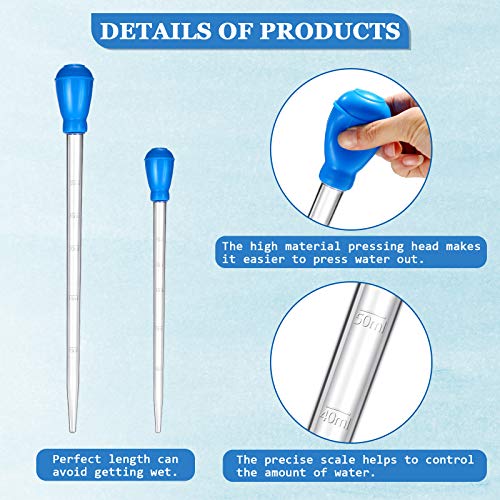 2 Pieces Aquarium Coral Feeder with 2 Pieces Stainless Steel Feeding Long Tweezers Syringe Spot Coral Feeder Reptile Feeding Tools for Aquatic Plant Reef Anemones Lionfish (Blue, Black)