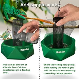 NEPTONION Hookable Chameleon Feeding Bowl, Professional Live Worm Organizer with Column for Prey to Climb and Move, Suitable for Lizard, Bearded Dragon, Iguana, Gecko, Toad, Frog